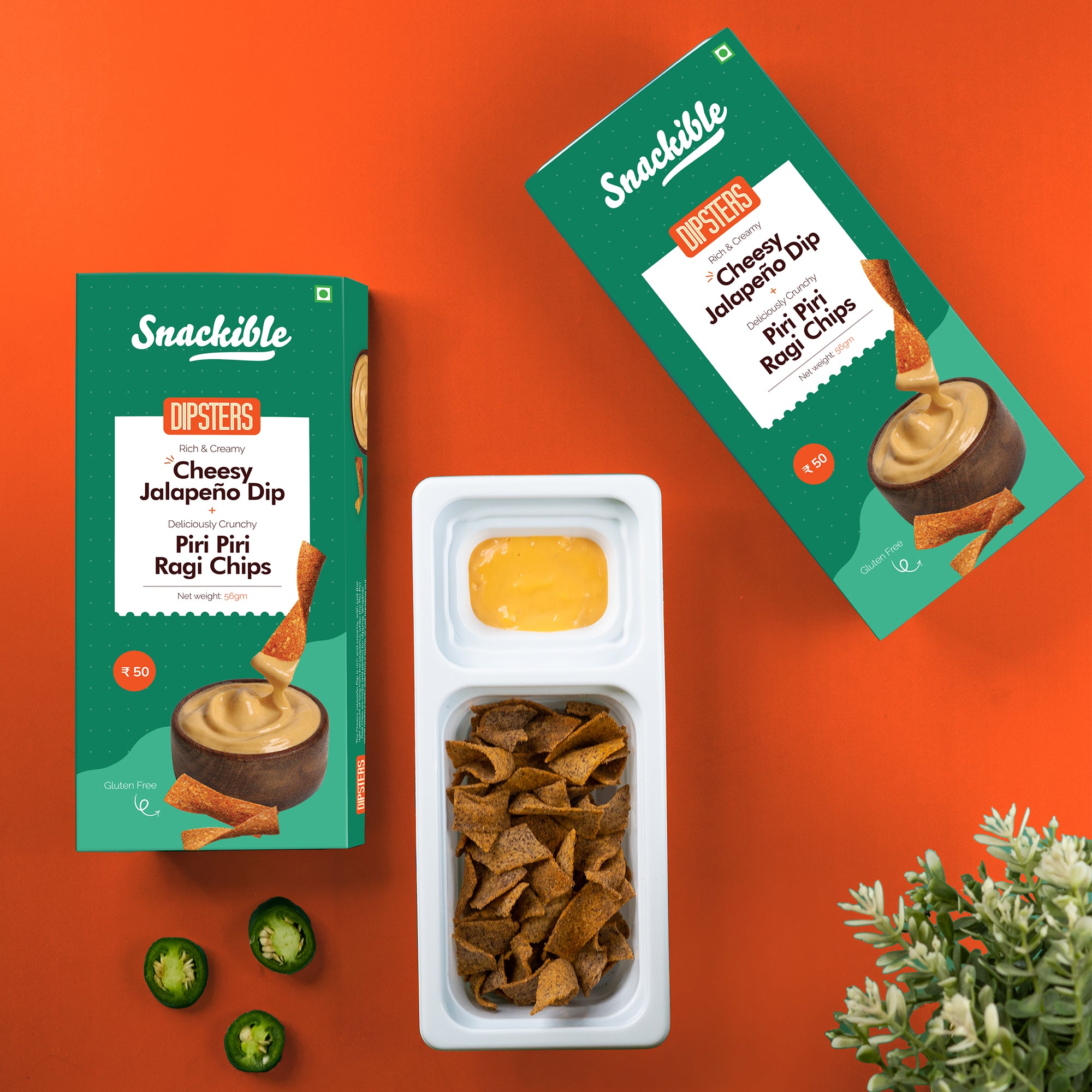 Dipsters - Cheesy Jalapeño Dip with Peri Peri Ragi Chips