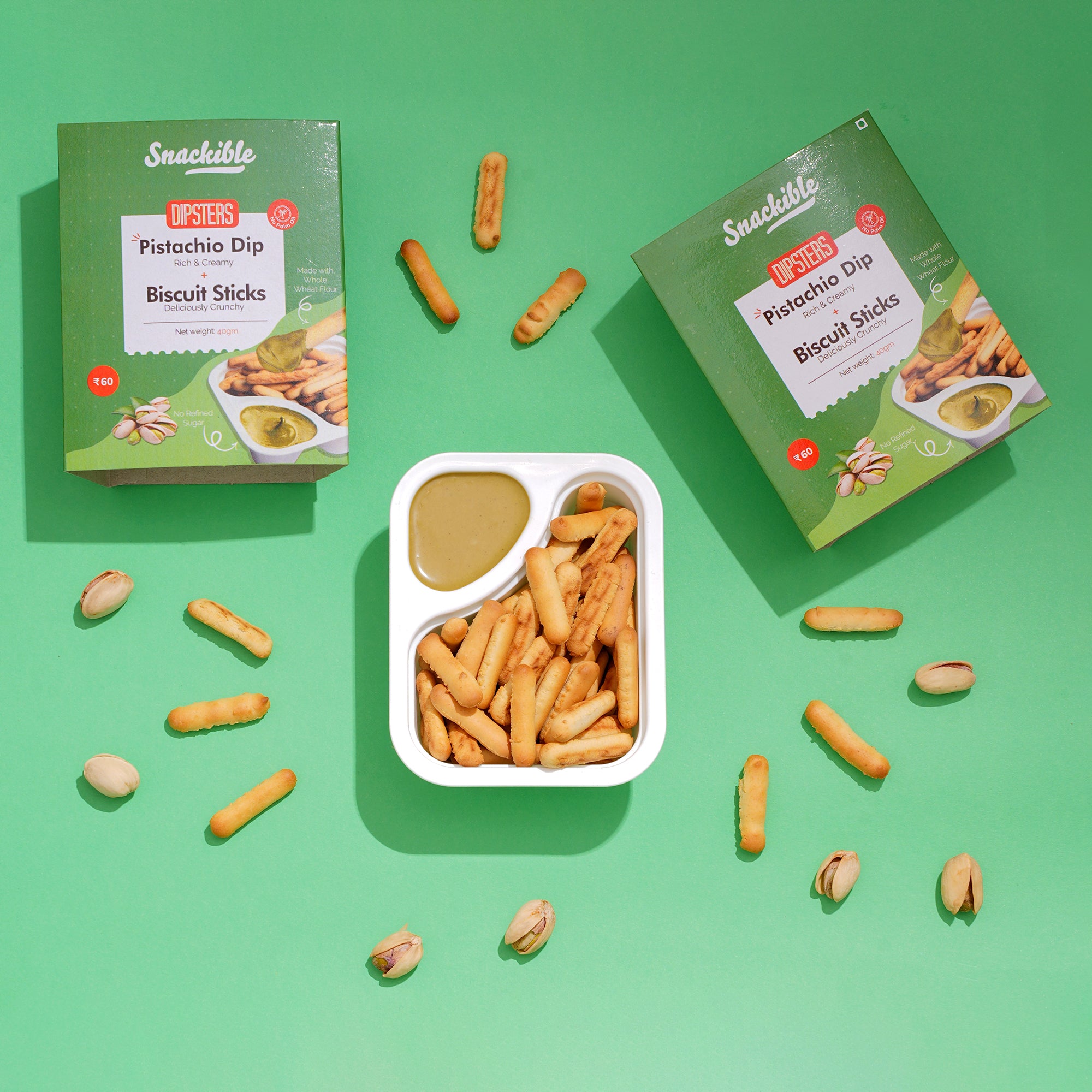 Dipsters - Pistachio Dip with Biscuit Sticks | No Refined Sugar